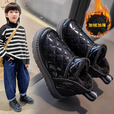 儿童雪地靴女童加厚冬季防滑加绒棉鞋男童雪地棉防水宝宝保暖靴子