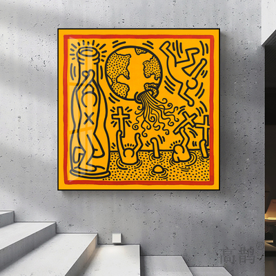 凯斯哈林涂鸦艺术挂画波普风壁画