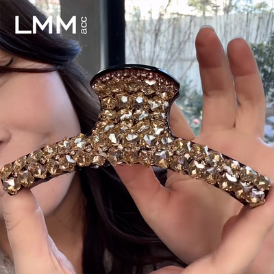 重工香槟色满钻鲨鱼夹发量多