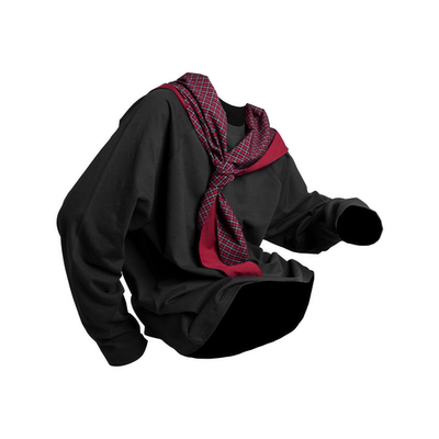 双色拼接可拆大兜帽插肩袖长袖