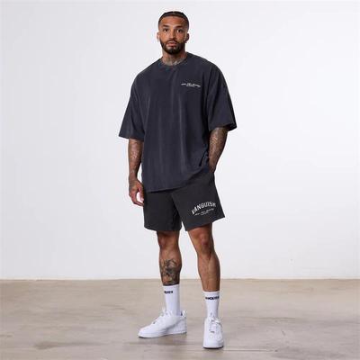 男士水洗黑色透气宽松超大运动裤