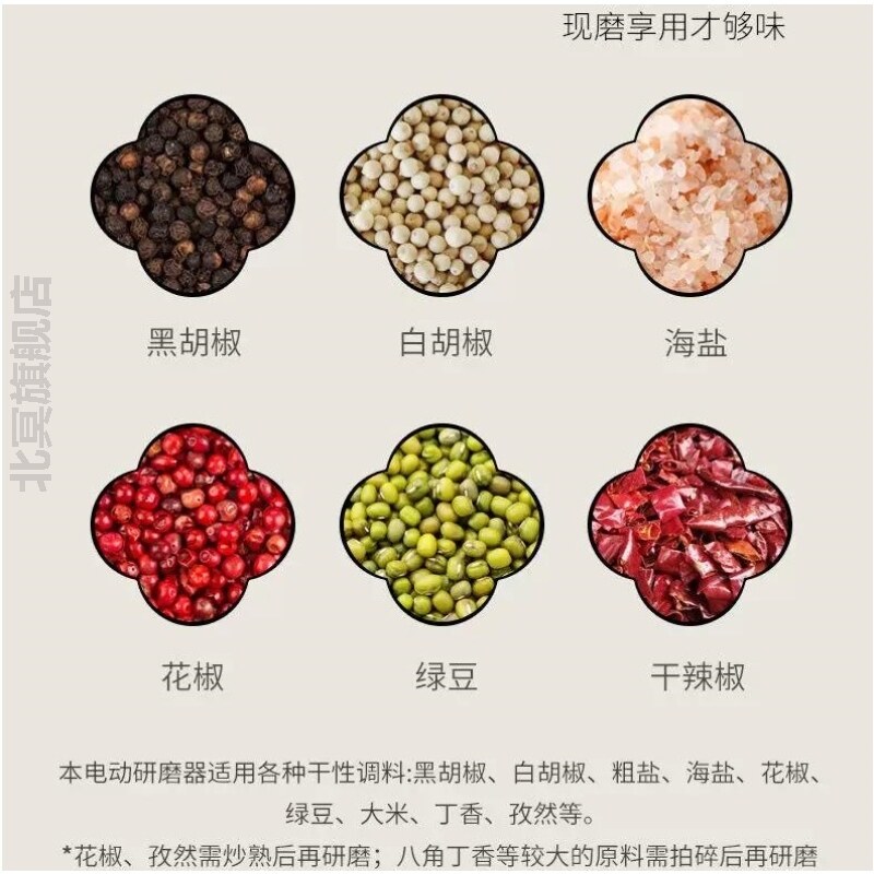 电动胡椒研磨器机现磨胡椒粉粗细花椒海盐家用调料黑胡椒调味瓶罐