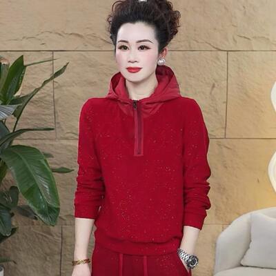 连帽双面绒保暖满天星卫衣女