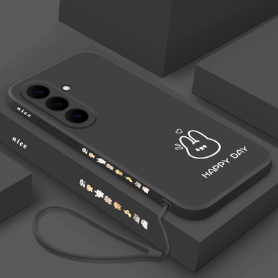 适用三星s26+手机壳简约小熊小兔GalaxyS26十直边液态硅胶男女款s26ultra全包防摔保护套Samsung超薄可爱软壳