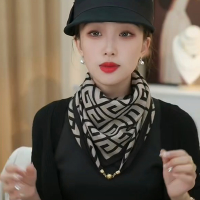 秋冬小金球吸铁扣韩版女围巾围脖