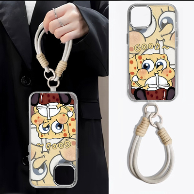 海绵宝宝适用TECNO CAMON40手机壳透明卡通男女斜跨手绳软边趣味可爱壳