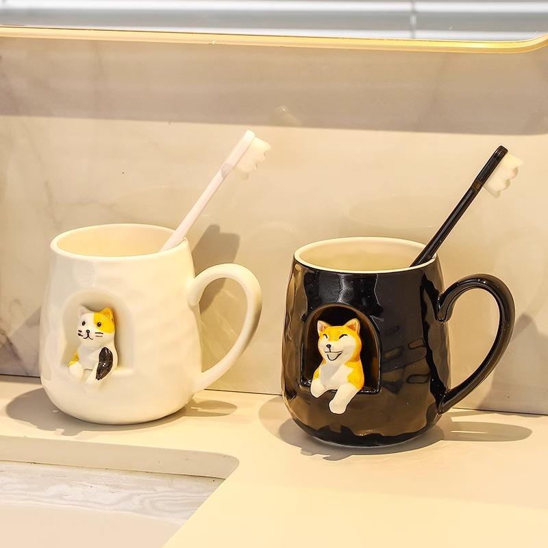 创意卡通陶瓷漱口杯家用少女洗漱杯情侣可爱牙刷杯简约牙缸杯子