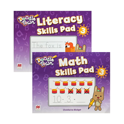 麦克米伦涂鸦小镇 Doodle town 3级 幼儿英语数字书/识字书 Math Skills Pad/Literacy Skills Pad 进口原版3-6岁儿童启蒙英文教材