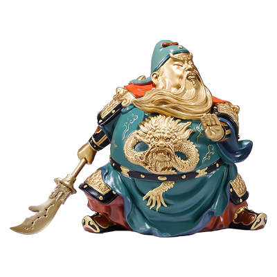 阿三铜艺全黄铜关羽桌面摆件