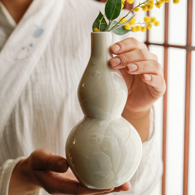 新中式景德镇结晶釉陶瓷小花瓶客厅桌面插花摆设玄关装饰花器摆件