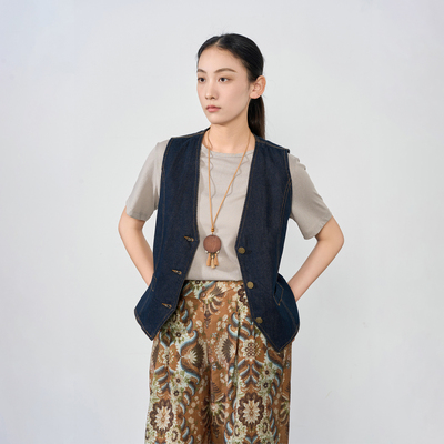 PRIRONNE 夏季新款牛仔立体裁剪马甲女宽松N693-FB12353