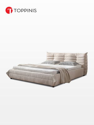 Toppinis意式极简毛毛虫布艺床 现代简约主卧高级感1.8米双人大床