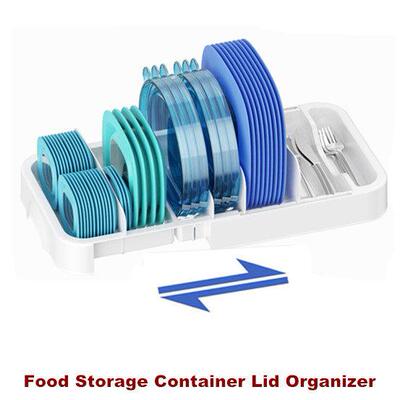 Food Storage Container Lid Organizer Adjustable Cabinet