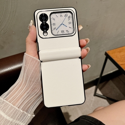 适用华为novaflip手机壳新款novafilp小折叠屏nova荔枝纹flip皮革noma带中轴noveflip保护套navoflip铰链全包