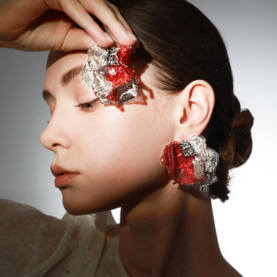 【新年新款】ATRIAL SENSING红色大花朵优雅夸张耳钉耳环轻奢耳饰