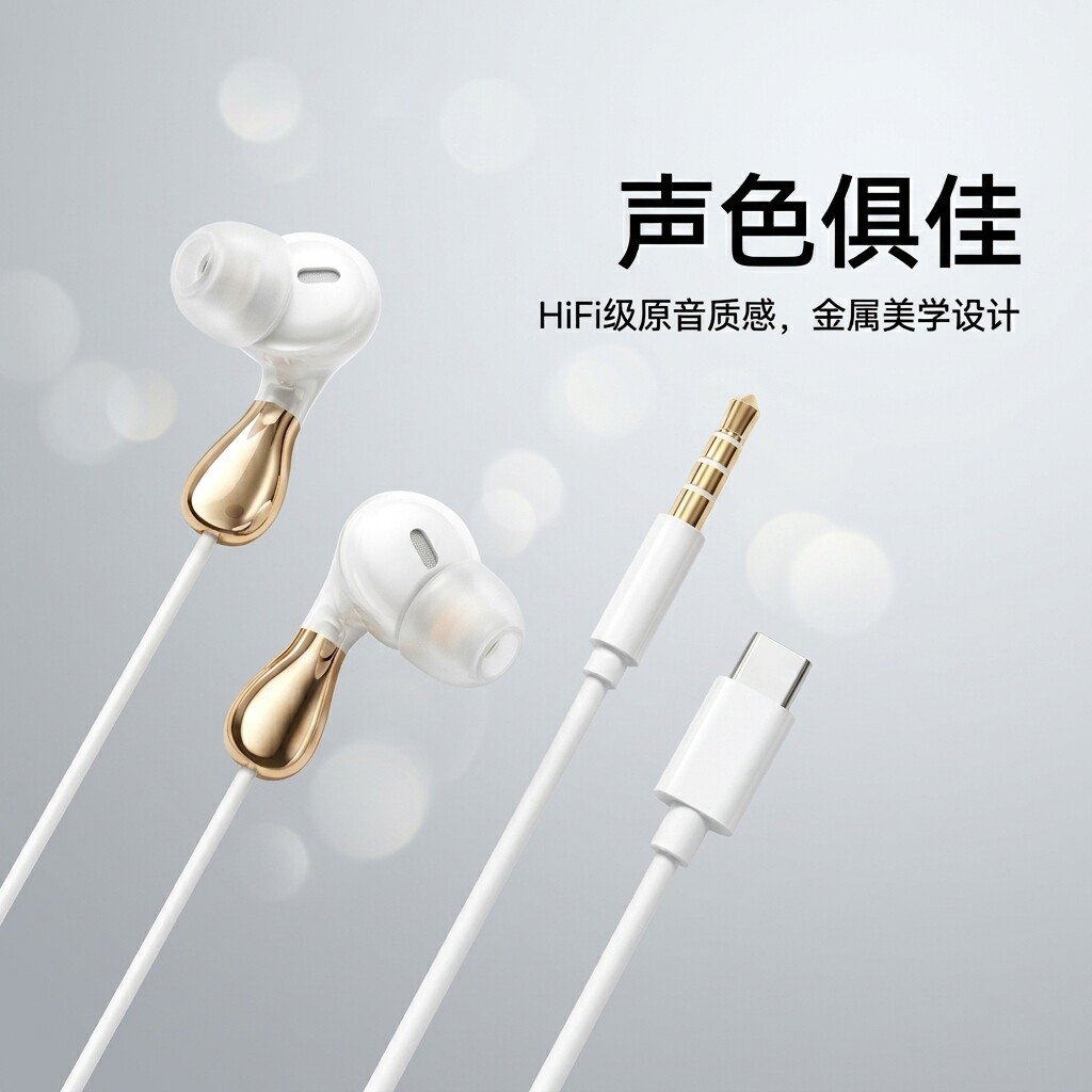 重低音游戏扁头耳机有线入耳式适用于华为vivo手机电脑通用高音质