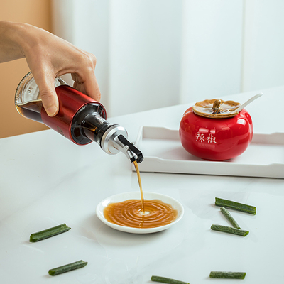 餐厅调味瓶套装辣椒油罐陶瓷玻璃醋壶酱油壶小吃店定制logo刻名字