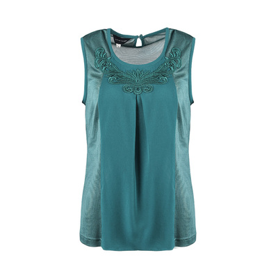 水蓝色复雪纺背心LB15134A