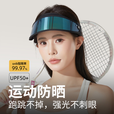 防晒帽子女户外运动遮阳防紫外线面罩骑车防风骑行护目空顶太阳帽