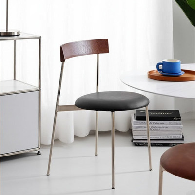 中古风实木靠背餐椅家用客厅餐厅软包椅子复古休闲书桌椅德里椅子