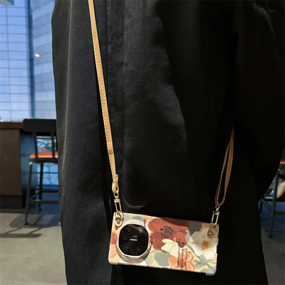 油画水贴花折叠手机壳斜挎手提珠