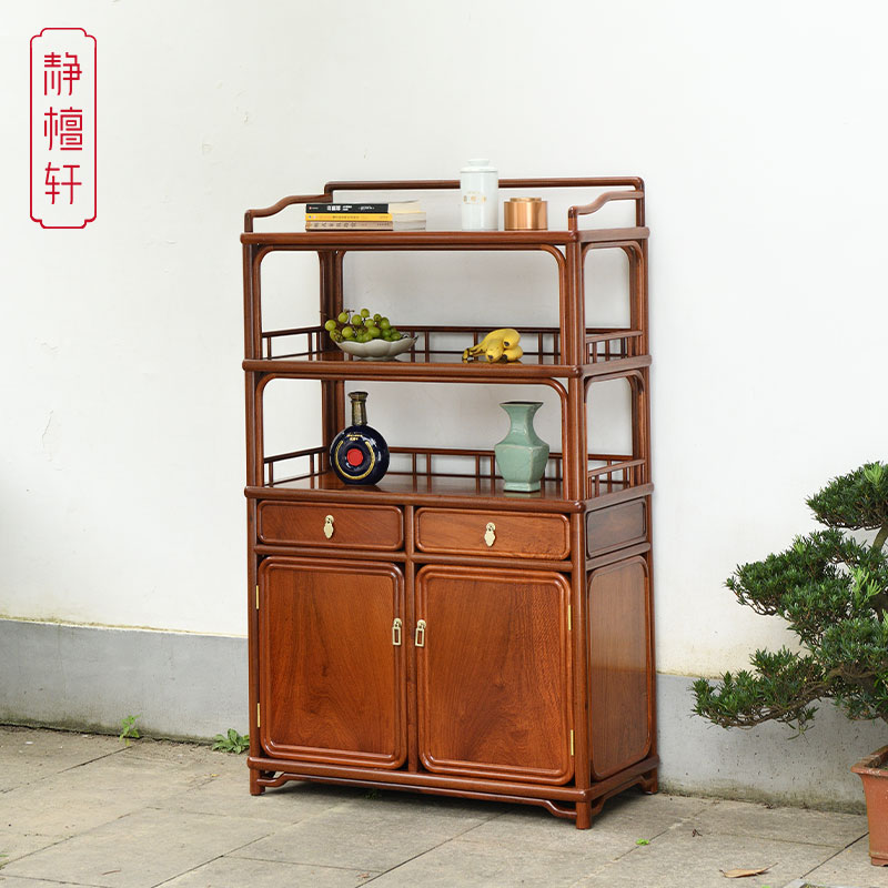 红木家具缅甸花梨木餐边柜中式实木书柜明式书橱大果紫檀古董架子