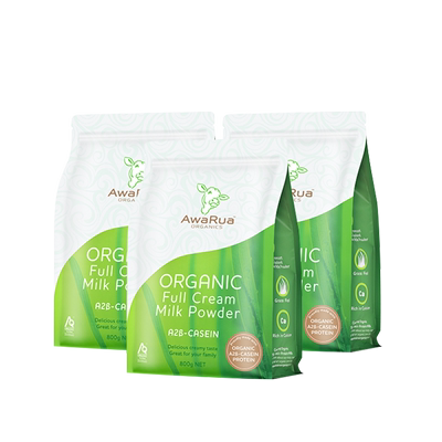 AWARUA阿瓦鲁新西兰进口有机全脂奶粉800g*3袋成人中老年学生儿童