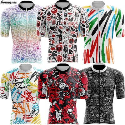 Camiseta de ciclismo con grafiti para hombre, Maillot de bic