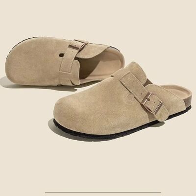 Retro Fashion Women's Shoes Thick-Soled Solid Color Slingbac