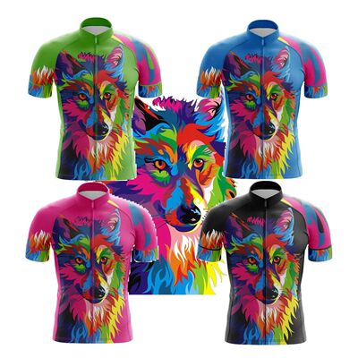 Cycling Jersey Mtb Bike Short Sleeve Men 3D Wolf Lion Cyclin