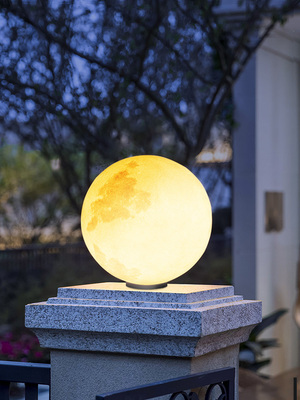 户外防水柱头灯别墅大门灯庭院圆球灯太阳能月亮灯花园月球围墙灯