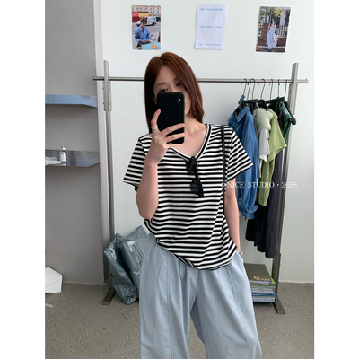 奶思家NICE STUDIO-2026春上新韩系圆领百搭天丝短袖T恤女L8827