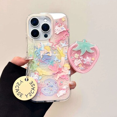晕染天使丘比特草莓磁吸支架适用于iPhone 17 Pro手机壳新款iphone 17 Pro Max新款女全包防摔保护套iPhone1