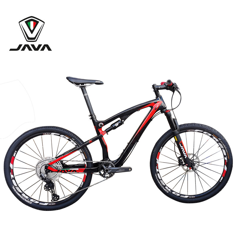 JAVA山地车碳纤维软尾自行车11变速双碟刹气压前叉林道赛车男女_虎窝淘