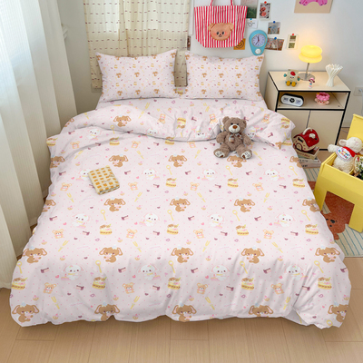 可爱甜点兔少女风双面印花四件套