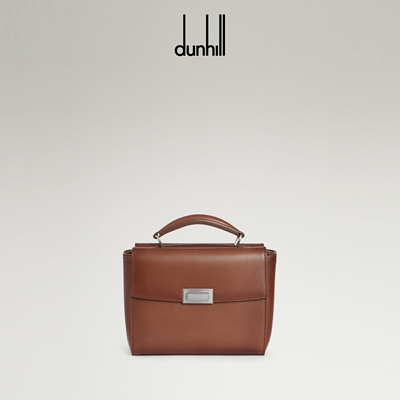 dunhill登喜路男ALFRED 25 擦色小牛皮手提包棕色