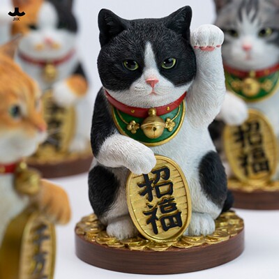 非现JXK招财猫-招福2.0模型 仿真萌宠动物礼物网红潮玩手办桌摆件