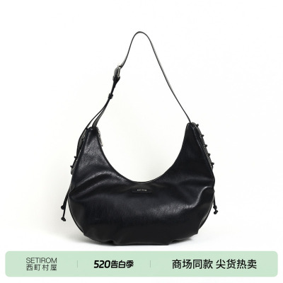 西町村屋简约通勤感百搭两用包女新款休闲风纯色单肩包XHBA60025