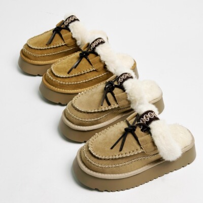 TBT 毛毛半拖雪地靴 新款降温神器 波西米亚风雪橇鞋 女生雪地靴