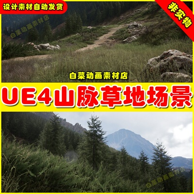 UE4 Mountain Grassland Environment 2x2 km 草原山脉场景4.27