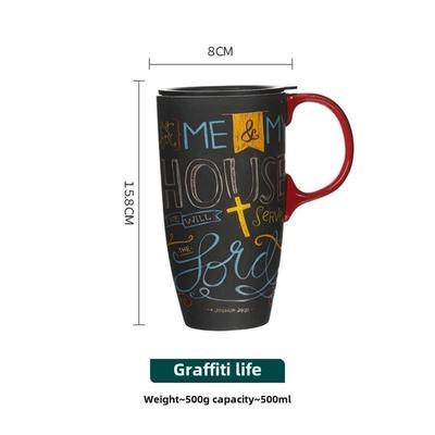 咖啡早餐杯Large  ceramic coffee breakfast mug with cover