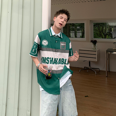 Holocene拼色短袖衬衫