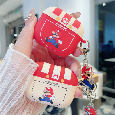 适用苹果AirPods 4耳机壳个性全包可爱马里奥苹果AirPods4无线耳机保护套创意硅胶pods4软壳盒男女AirPods4套