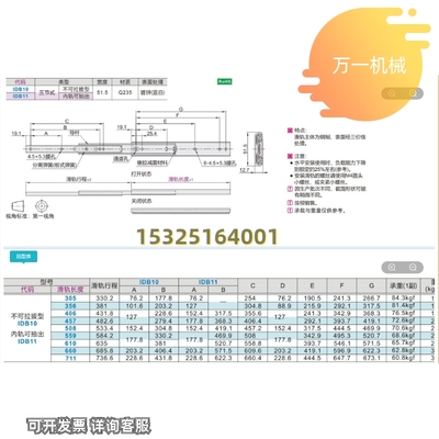 极速SRRH/SRH15012/1q5014/15016/15018/15020 重载型三段滑轨IDB