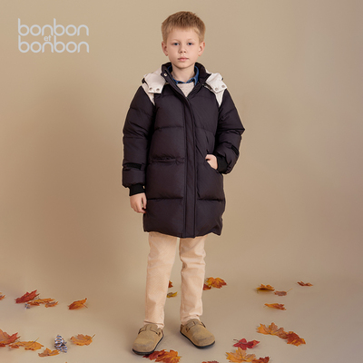 【换季甄选】bonbon et bonbon羽绒服儿童冬日温暖长款黑白拼接羽