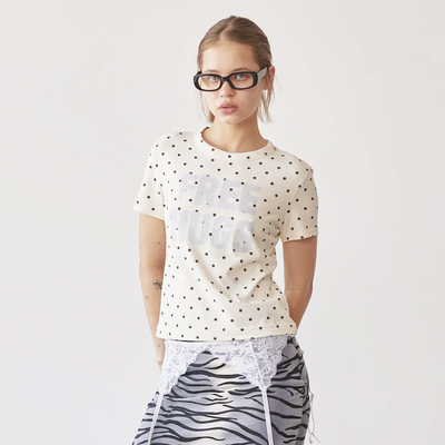 SCULPTOR 设计感25年春夏黑色波点圆领显瘦T恤短袖女