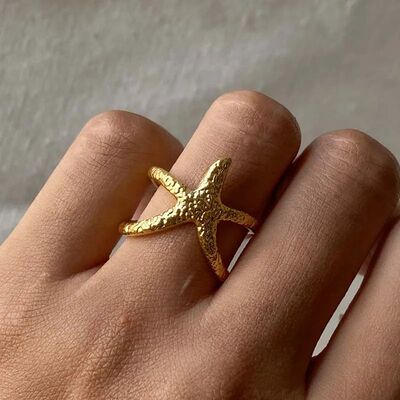 Stainless Steel Starfish Open Rings For Women Men Fashion Go