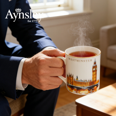 英国Aynsley安斯丽英伦风骨瓷马克杯欧式轻奢咖啡杯男陶瓷杯礼物