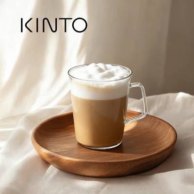 日本kinto Cast高硼硅杯子玻璃杯带把手家用耐高温拿铁杯咖啡杯
