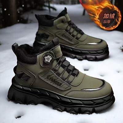 点击率男鞋网红2026新款厚底工装靴男士高帮休闲鞋时尚马丁靴a12